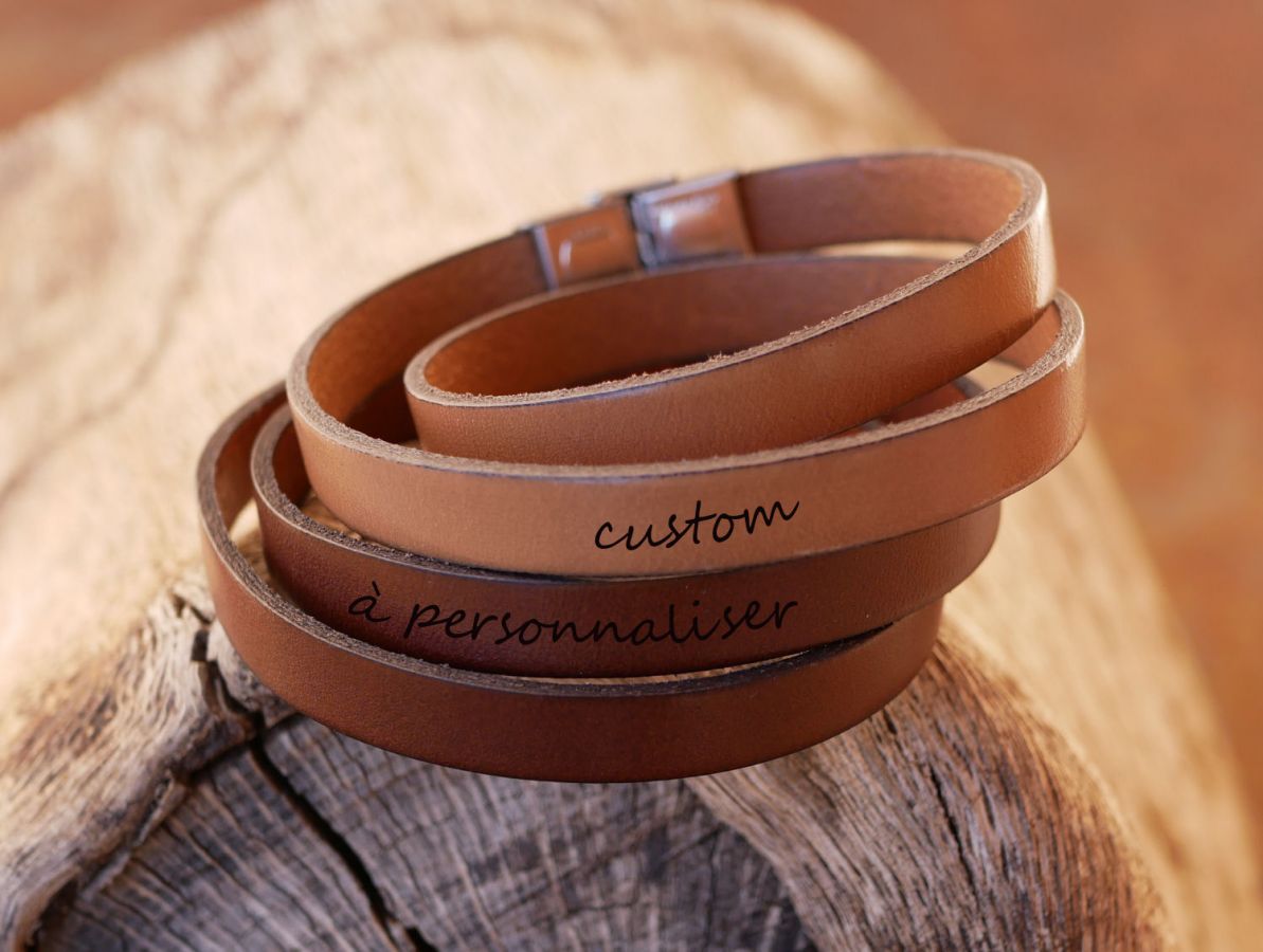 Bracelet cuir double tours mixte fermoir ajustable