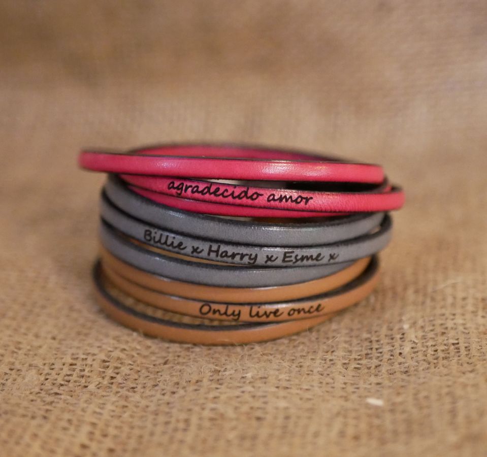 Bracelet cuir fin en 3 tours pour homme ou femme personnalisé