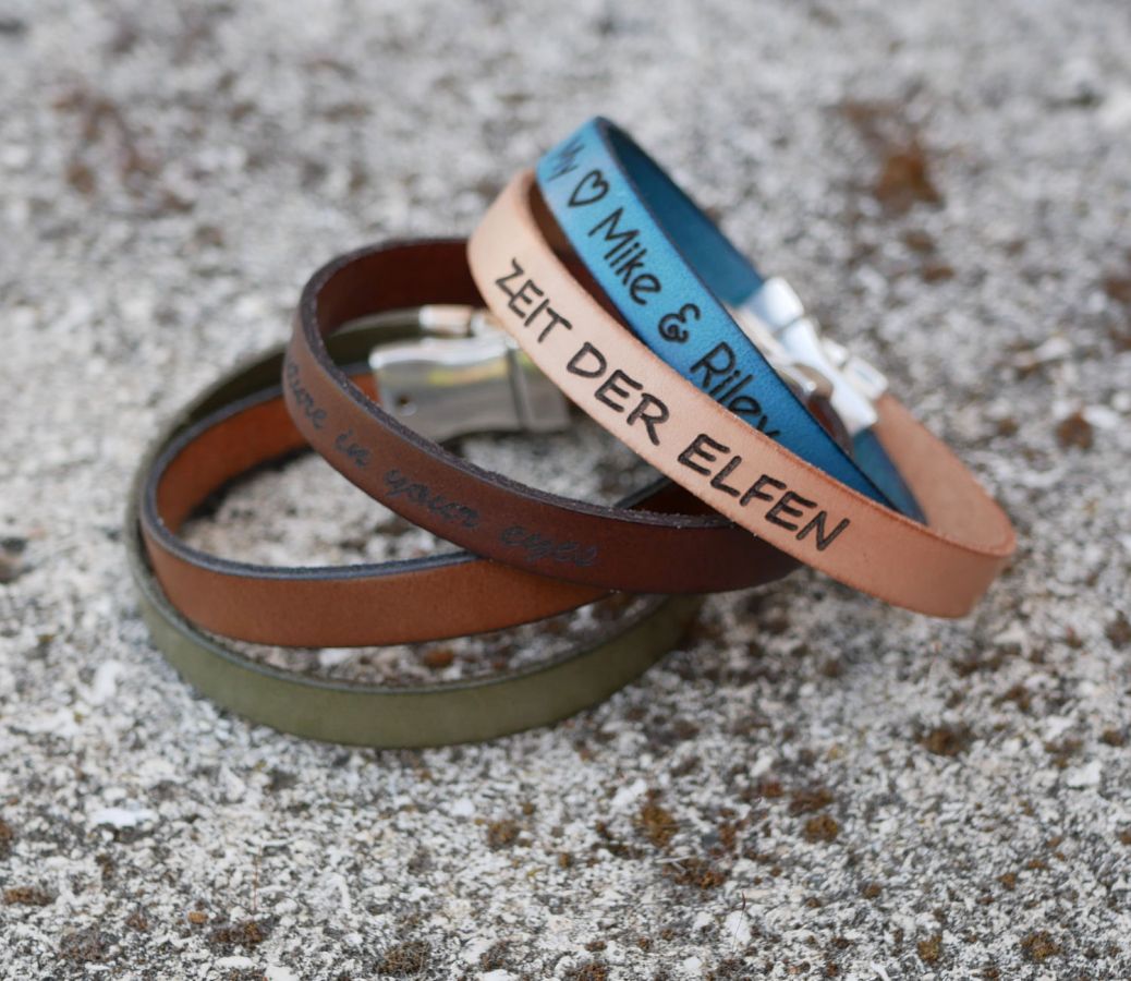 Cadeaux : Bracelet personnalisable pour homme en cuir ou liège sur mesure