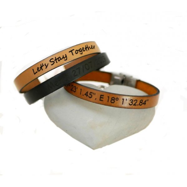 Cadeaux : Bracelet personnalisable pour homme en cuir ou liège sur mesure